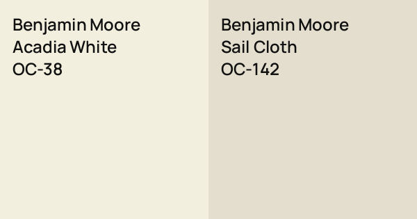 Benjamin Moore Acadia White vs. Benjamin Moore Sail Cloth comparison