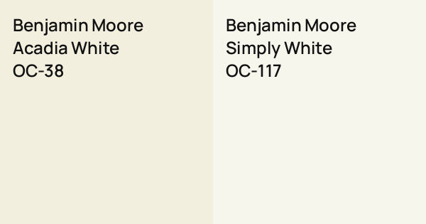 Benjamin Moore Acadia White vs. Benjamin Moore Simply White comparison