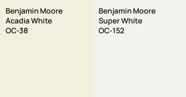 Benjamin Moore Acadia White vs. Benjamin Moore Super White comparison