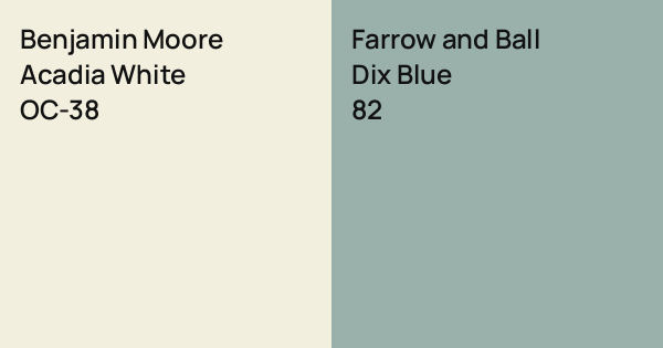 Benjamin Moore Acadia White vs. Farrow and Ball Dix Blue comparison