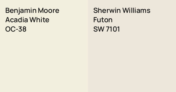 Benjamin Moore Acadia White vs. Sherwin Williams Futon comparison