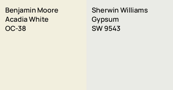 Benjamin Moore Acadia White vs. Sherwin Williams Gypsum comparison