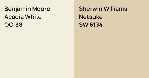 Benjamin Moore Acadia White vs. Sherwin Williams Netsuke comparison