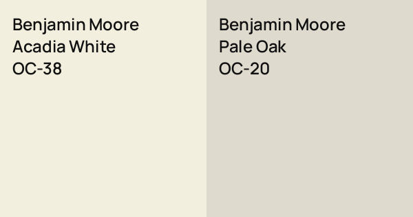 Benjamin Moore Acadia White vs. Benjamin Moore Pale Oak comparison