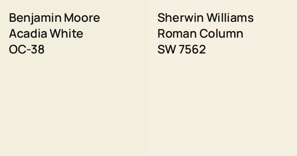 Benjamin Moore Acadia White vs. Sherwin Williams Roman Column comparison