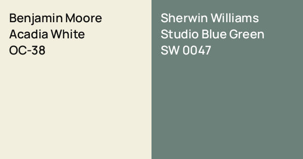 Benjamin Moore Acadia White vs. Sherwin Williams Studio Blue Green ...