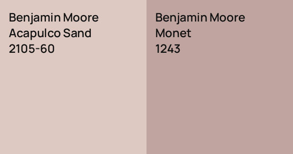 Benjamin Moore Acapulco Sand vs. Benjamin Moore Monet comparison