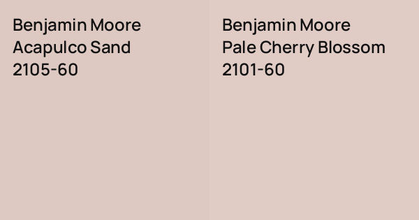 Benjamin Moore Acapulco Sand vs. Benjamin Moore Pale Cherry Blossom ...