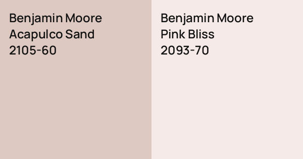 Benjamin Moore Acapulco Sand vs. Benjamin Moore Pink Bliss comparison