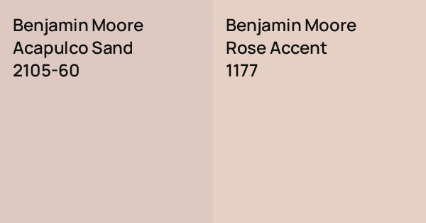 Benjamin Moore Acapulco Sand vs. Benjamin Moore Rose Accent comparison
