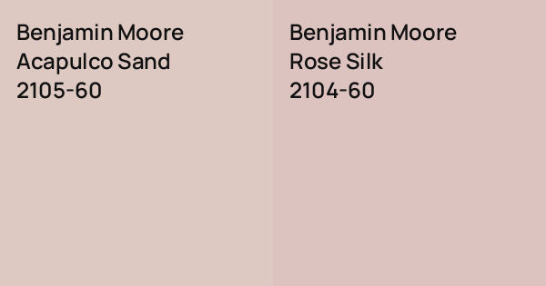 Benjamin Moore Acapulco Sand vs. Benjamin Moore Rose Silk comparison