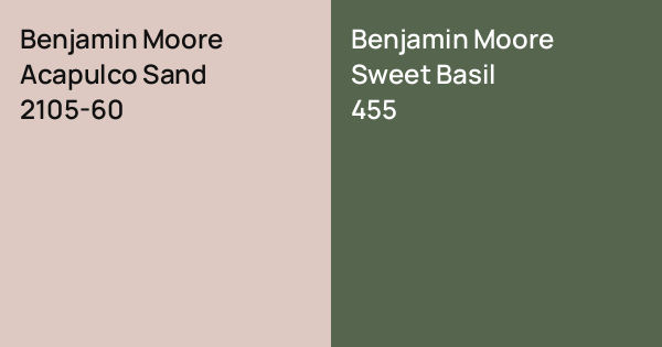 Benjamin Moore Acapulco Sand vs. Benjamin Moore Sweet Basil comparison