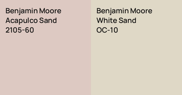 Benjamin Moore Acapulco Sand vs. Benjamin Moore White Sand comparison