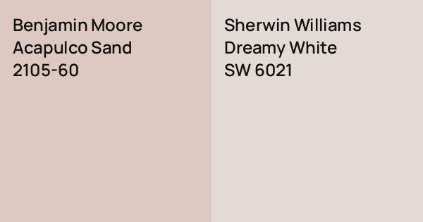 Benjamin Moore Acapulco Sand vs. Sherwin Williams Dreamy White comparison