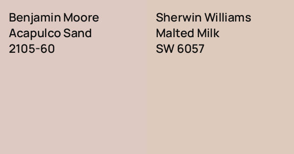 Benjamin Moore Acapulco Sand vs. Sherwin Williams Malted Milk comparison