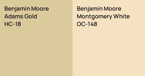 Benjamin Moore Adams Gold vs. Benjamin Moore Montgomery White comparison