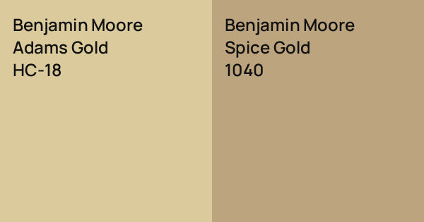 Benjamin Moore Adams Gold vs. Benjamin Moore Spice Gold comparison