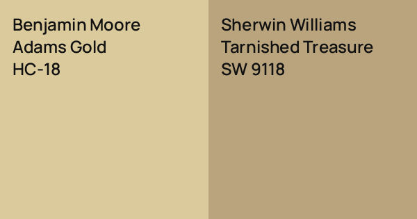 Benjamin Moore Adams Gold vs. Sherwin Williams Tarnished Treasure ...