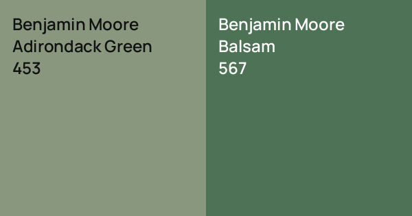 Benjamin Moore Adirondack Green vs. Benjamin Moore Balsam comparison