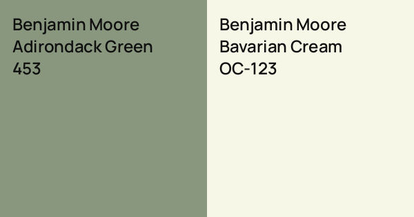 Benjamin Moore Adirondack Green vs. Benjamin Moore Bavarian Cream ...