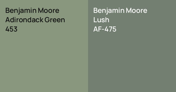 Benjamin Moore Adirondack Green vs. Benjamin Moore Lush comparison