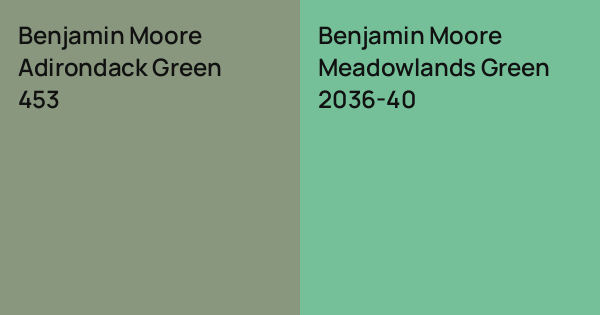 Benjamin Moore Adirondack Green vs. Benjamin Moore Meadowlands Green ...