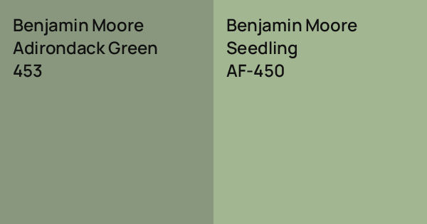 Benjamin Moore Adirondack Green vs. Benjamin Moore Seedling comparison
