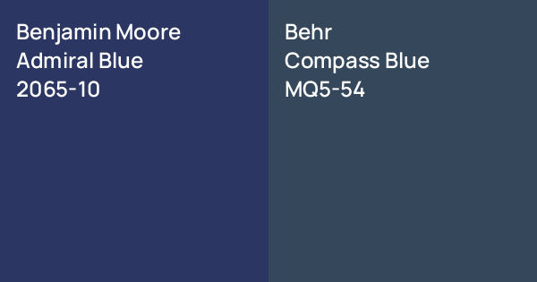 Benjamin Moore Admiral Blue vs. Behr Compass Blue comparison