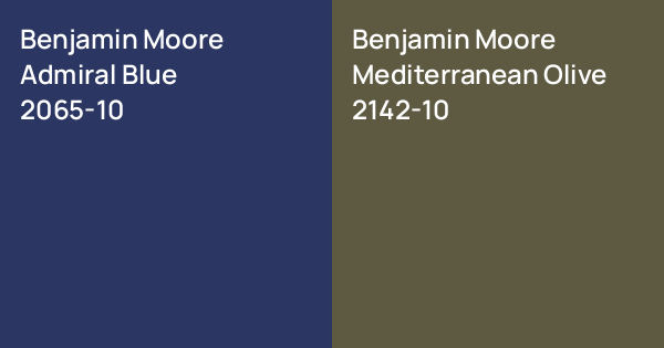 Benjamin Moore Admiral Blue vs. Benjamin Moore Mediterranean Olive ...