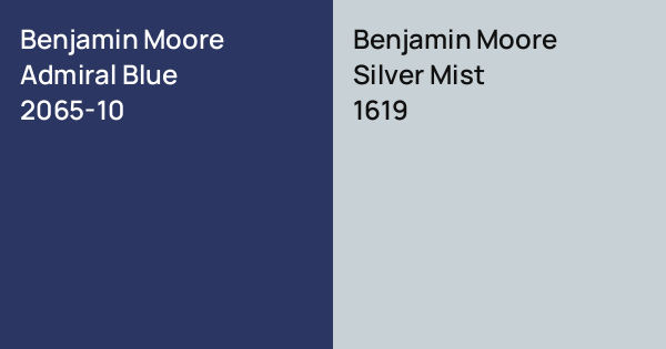 Benjamin Moore Admiral Blue vs. Benjamin Moore Silver Mist comparison