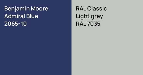Benjamin Moore Admiral Blue vs. RAL Classic Light grey comparison