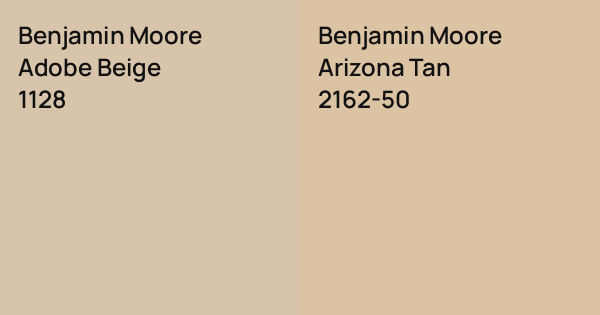 Benjamin Moore Adobe Beige vs. Benjamin Moore Arizona Tan comparison