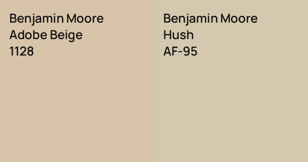 Benjamin Moore Adobe Beige vs. Benjamin Moore Hush comparison
