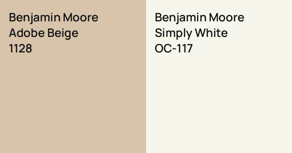 Benjamin Moore Adobe Beige vs. Benjamin Moore Simply White comparison