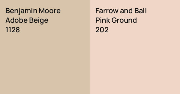 Benjamin Moore Adobe Beige vs. Farrow and Ball Pink Ground comparison