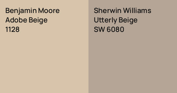 Benjamin Moore Adobe Beige vs. Sherwin Williams Utterly Beige comparison