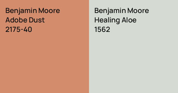 Benjamin Moore Adobe Dust vs. Benjamin Moore Healing Aloe comparison
