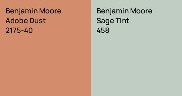 Benjamin Moore Adobe Dust vs. Benjamin Moore Sage Tint comparison