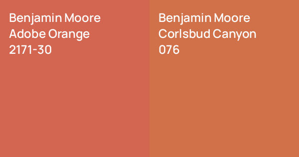 Benjamin Moore Adobe Orange vs. Benjamin Moore Corlsbud Canyon comparison