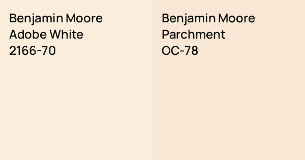 Benjamin Moore Adobe White vs. Benjamin Moore Parchment comparison