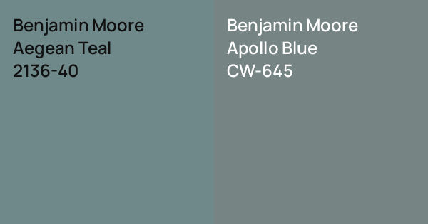 Benjamin Moore Aegean Teal vs. Benjamin Moore Apollo Blue comparison