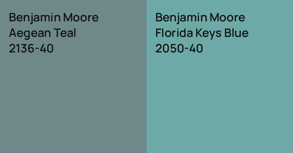 Benjamin Moore Aegean Teal vs. Benjamin Moore Florida Keys Blue comparison