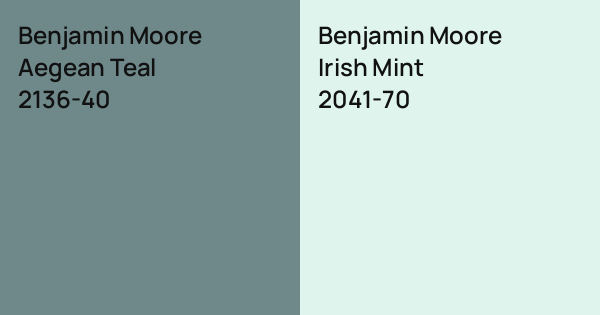 Benjamin Moore Aegean Teal vs. Benjamin Moore Irish Mint comparison