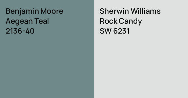 Benjamin Moore Aegean Teal vs. Sherwin Williams Rock Candy comparison