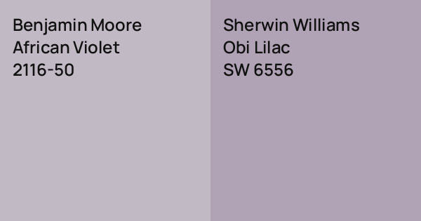 Benjamin Moore African Violet vs. Sherwin Williams Obi Lilac comparison