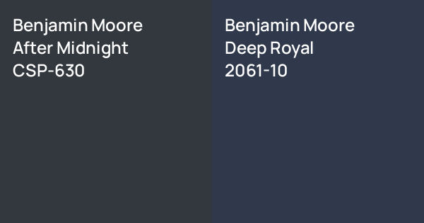 Benjamin Moore After Midnight vs. Benjamin Moore Deep Royal comparison