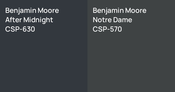Benjamin Moore After Midnight vs. Benjamin Moore Notre Dame comparison