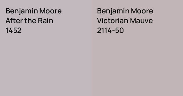 Benjamin Moore After the Rain vs. Benjamin Moore Victorian Mauve comparison
