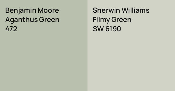Benjamin Moore Aganthus Green vs. Sherwin Williams Filmy Green comparison