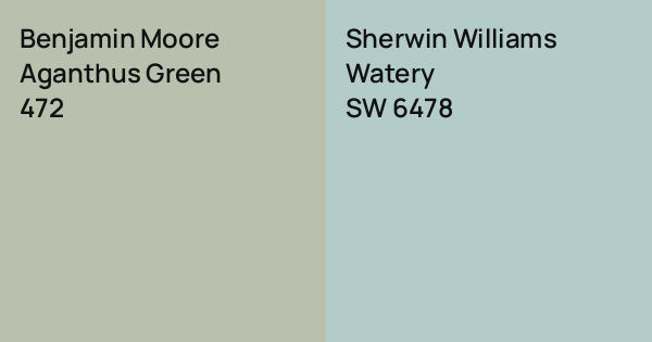 Benjamin Moore Aganthus Green vs. Sherwin Williams Watery comparison